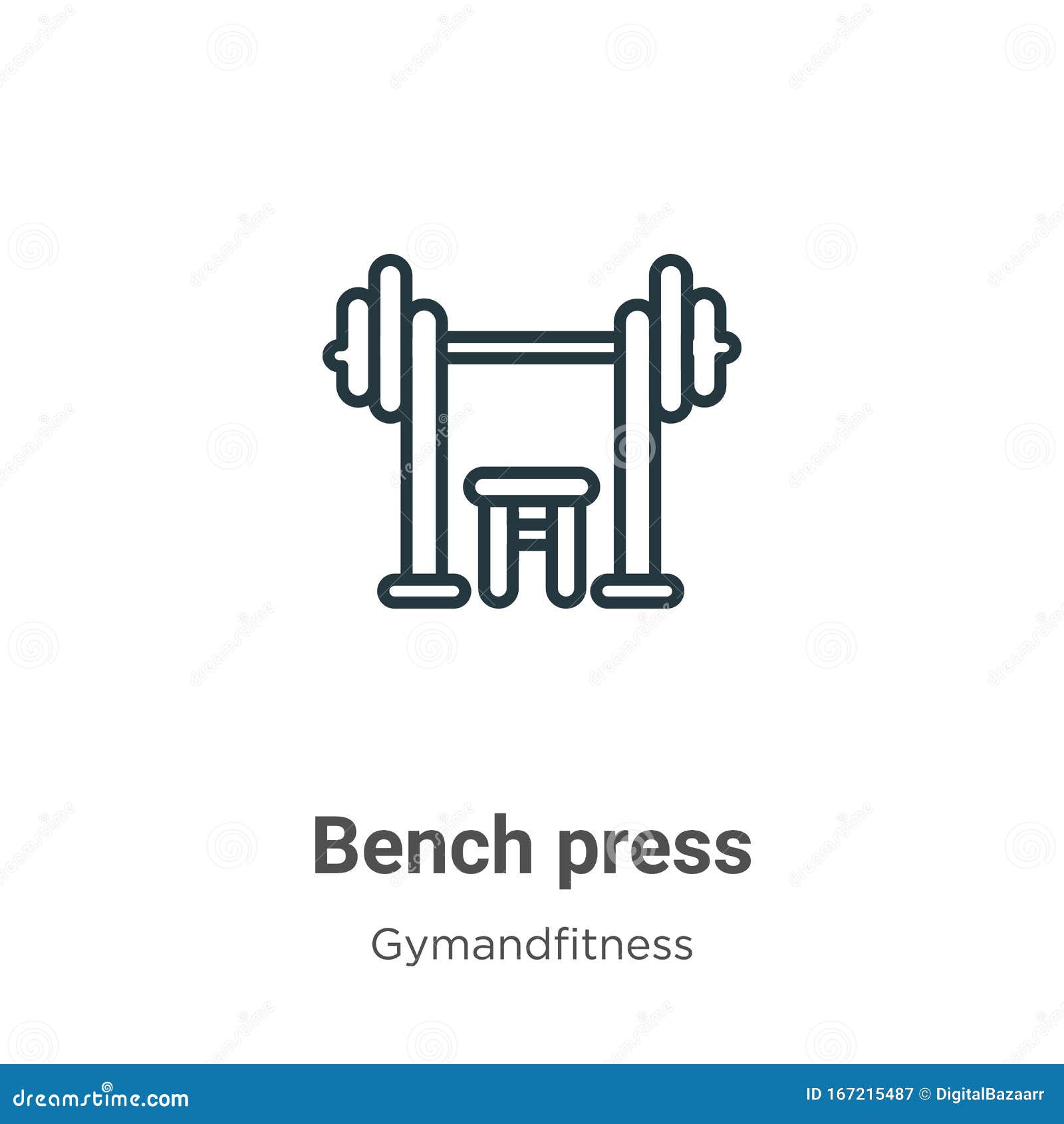 Bench Press Outline Vector Icon. Thin Line Black Bench Press Icon, Flat ...