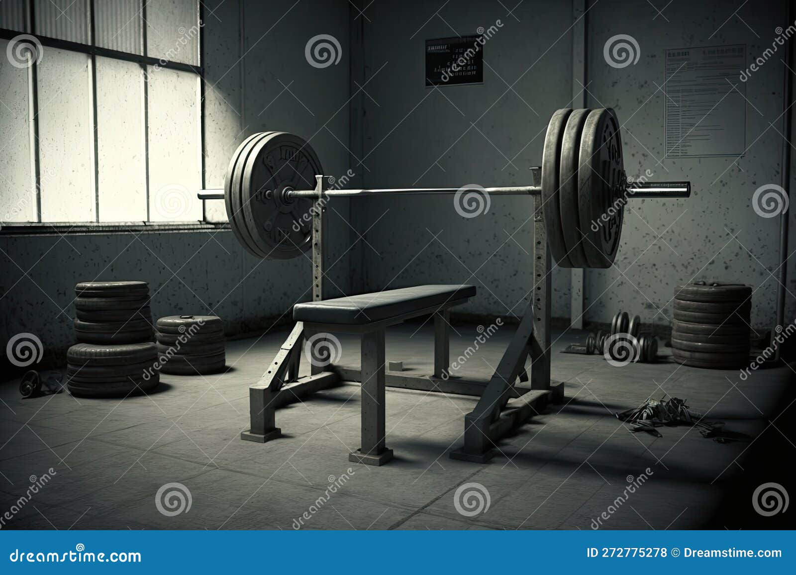 Bench press in empty gym stock illustration. Illustration of indoors ...