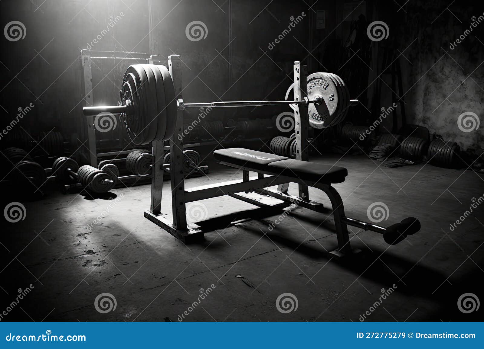 Bench press in empty gym stock illustration. Illustration of weights ...