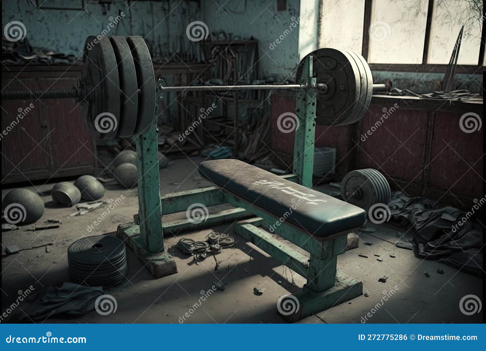 Bench press in empty gym stock illustration. Illustration of indoors ...