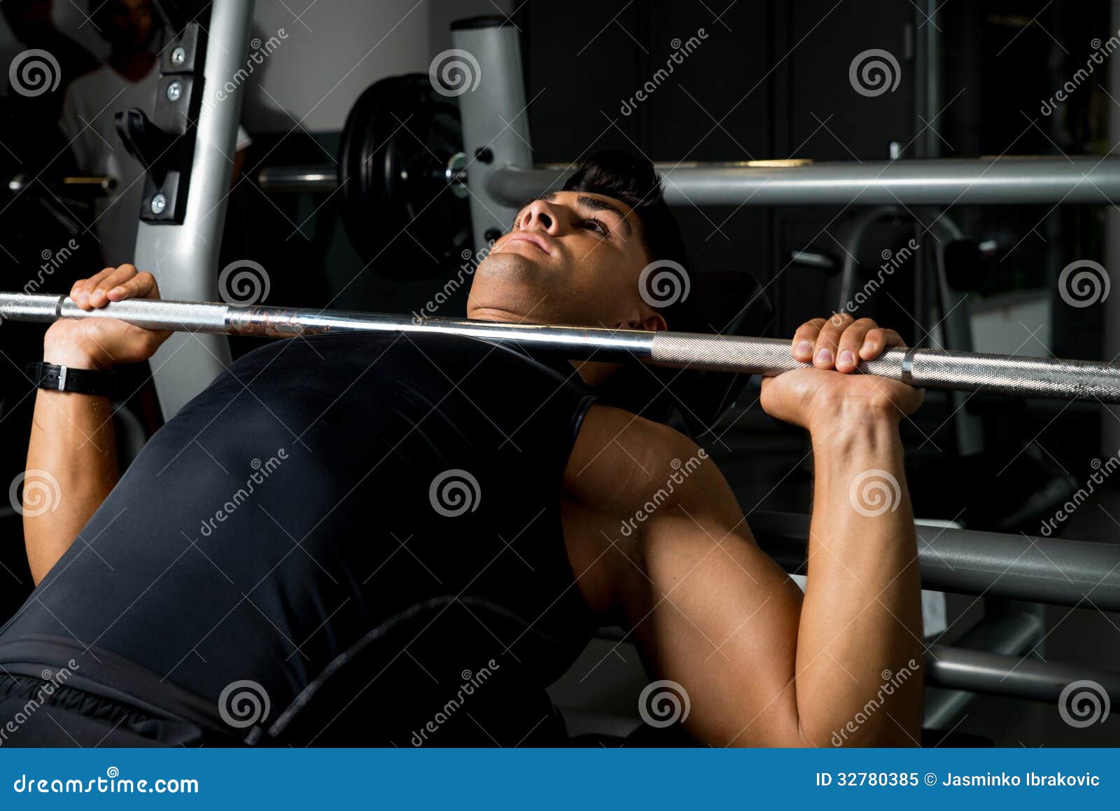 Bench Press Workout stock image. Image of build, muscle - 32780385