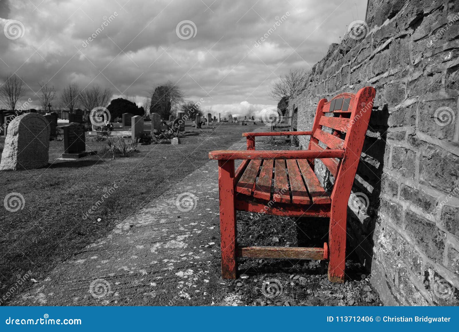 Bench in a Public Graveyard Stock Photo - Image of memorial, english ...