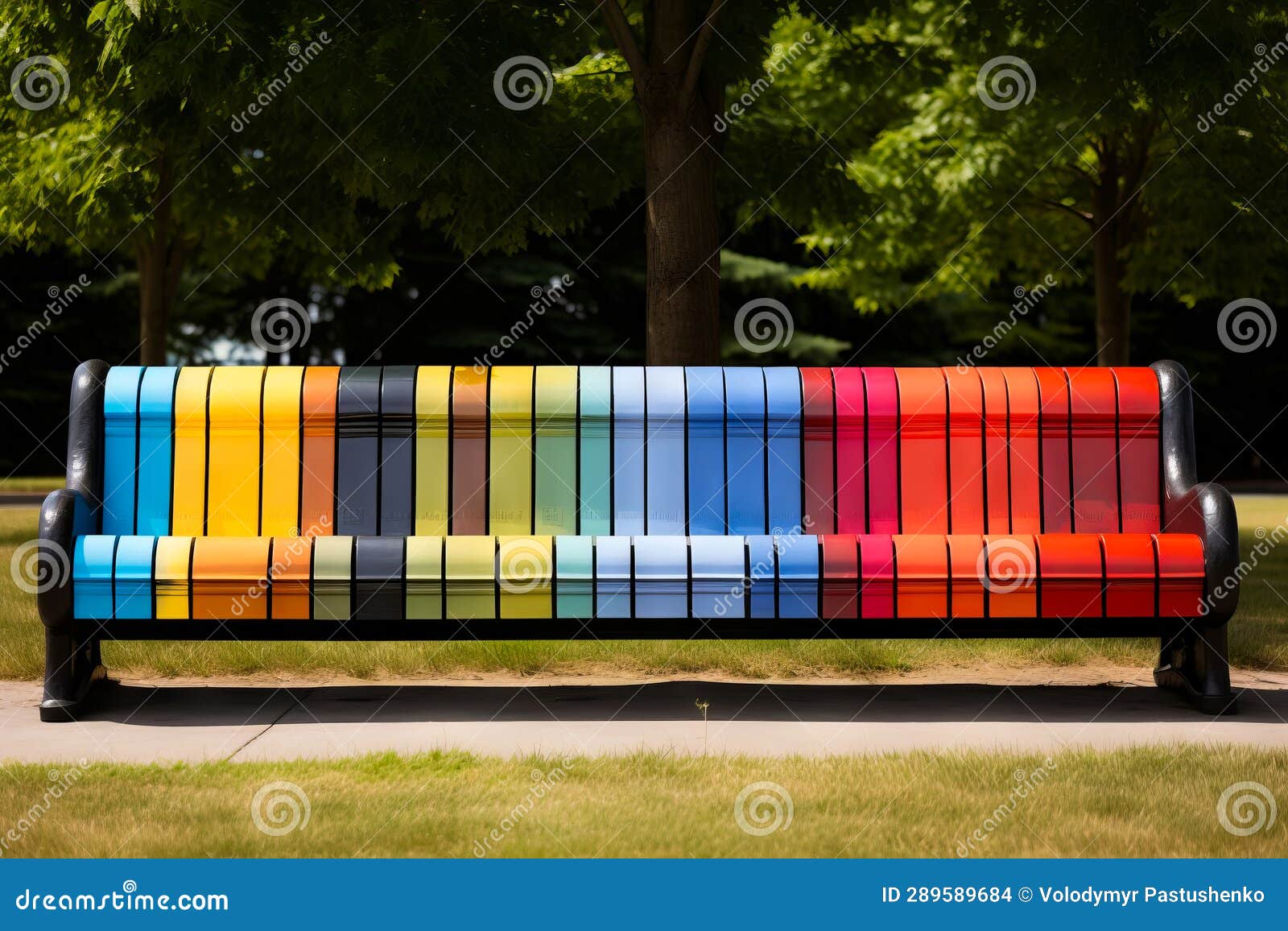 Bench with Rainbow Colored Bench Cover on it S Side. Generative AI ...
