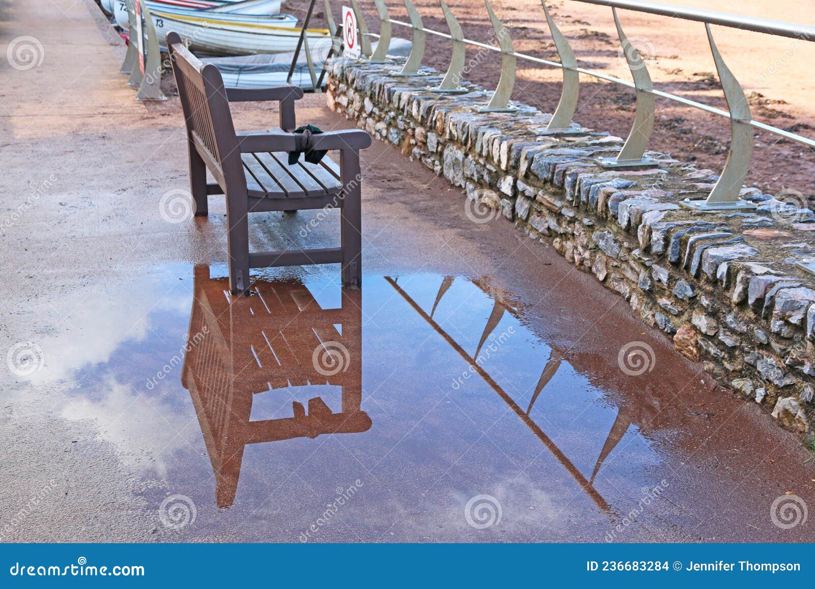 Bench on Shaldon seafront stock photo. Image of seat - 236683284