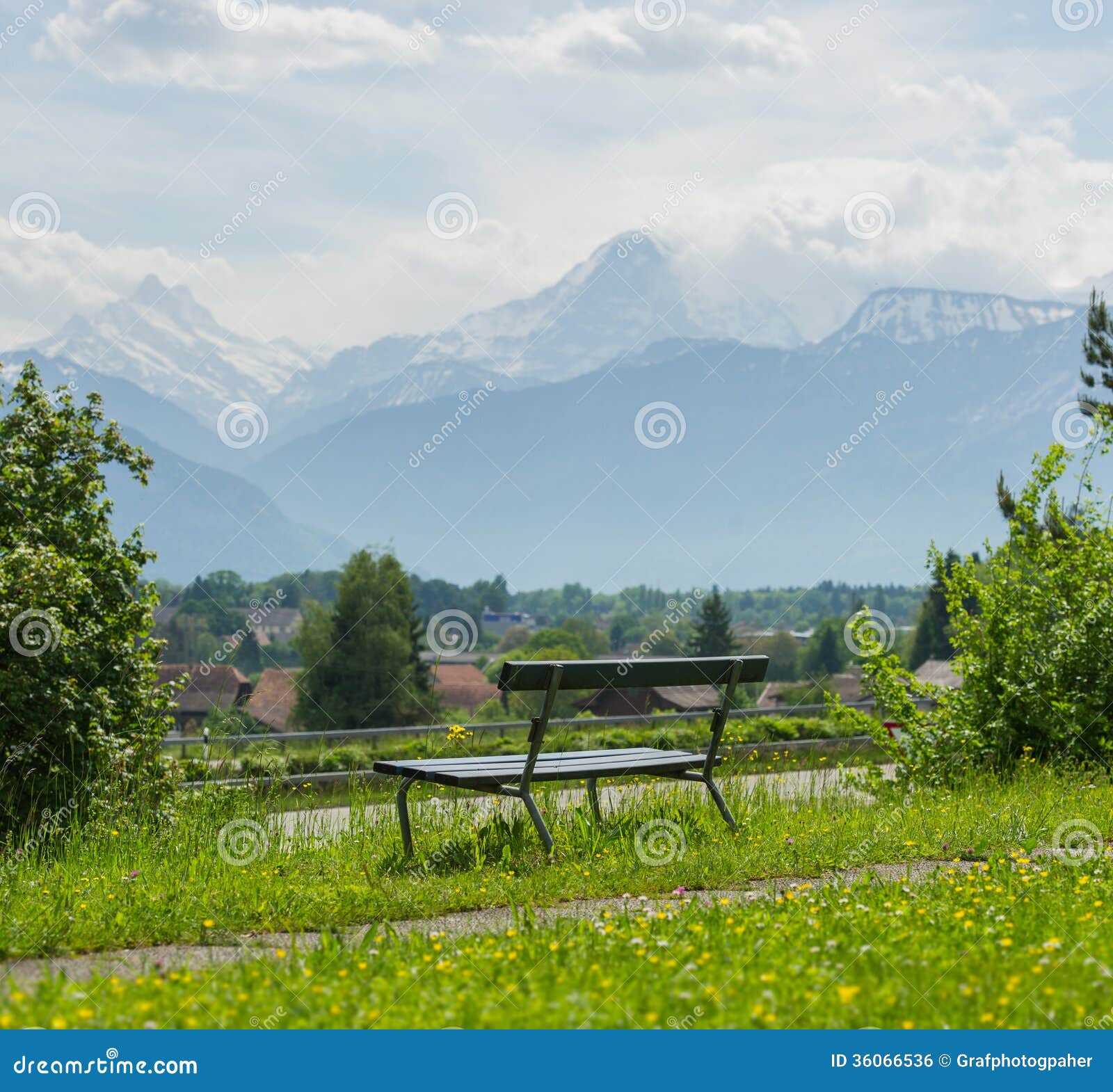 Bench by the road stock photo. Image of european, relaxation - 36066536