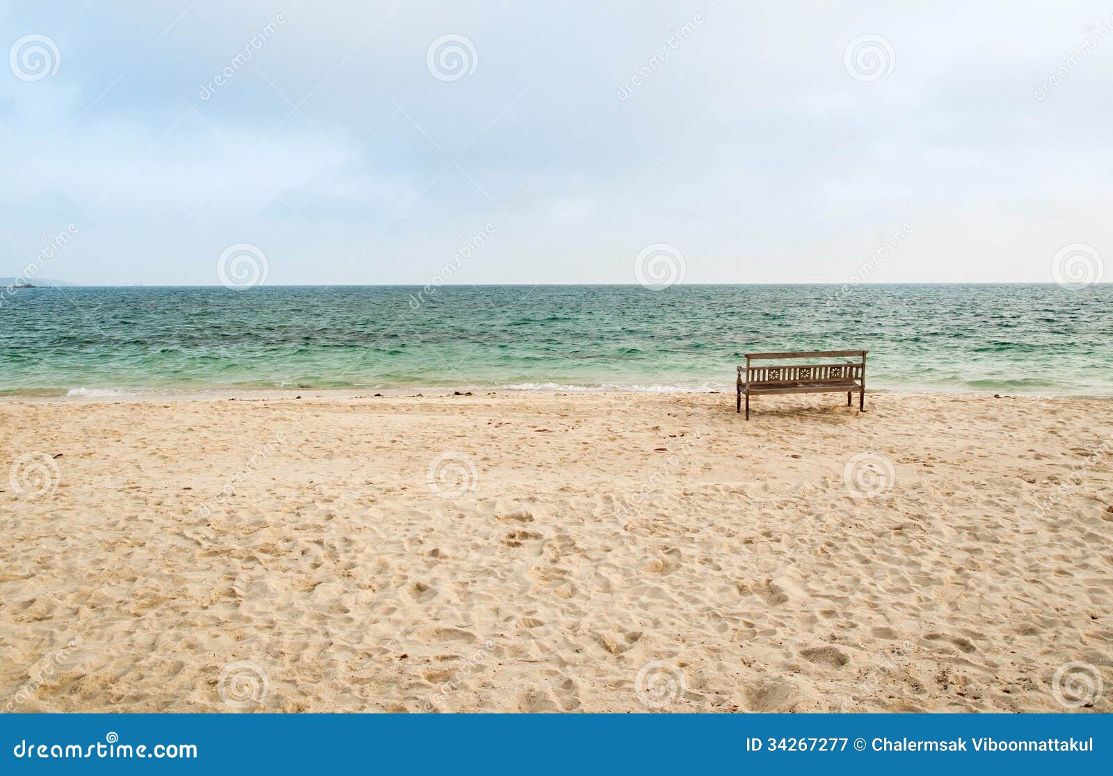 Bench on sand beach stock image. Image of beach, holiday - 34267277