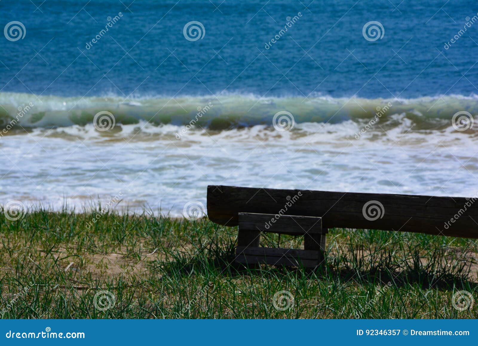 Bench on sea shore stock image. Image of travel, summer - 92346357