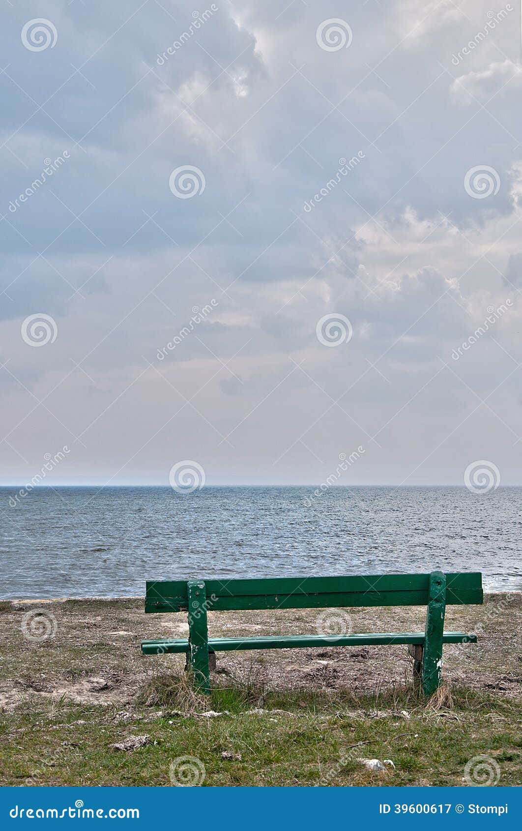 Bench at the sea side stock image. Image of wooden, clouds - 39600617