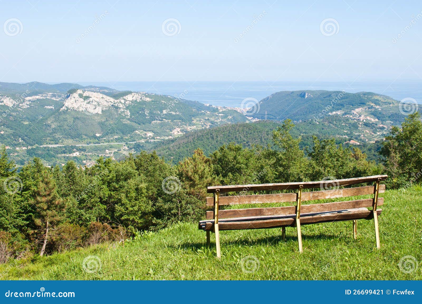 Bench sea view stock image. Image of coast, outside, hill - 26699421