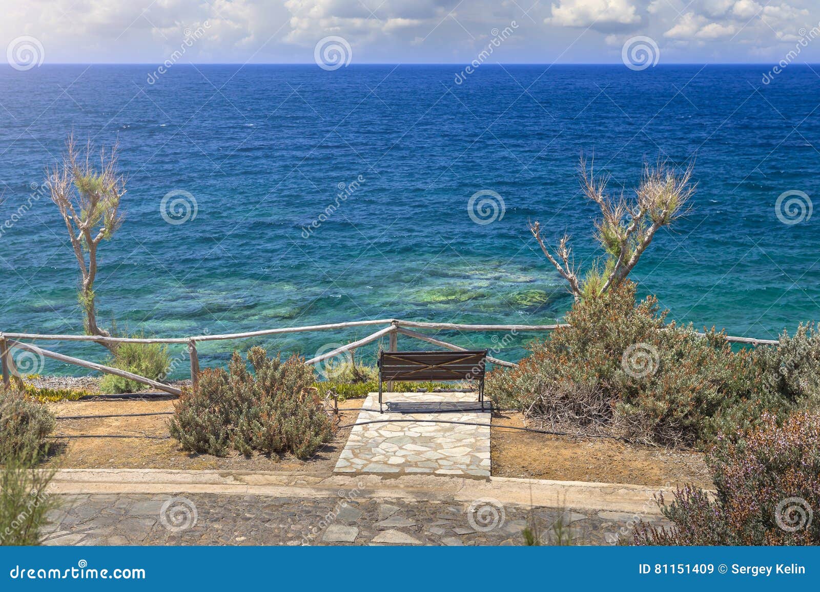 Bench with sea view stock image. Image of rest, summer - 81151409