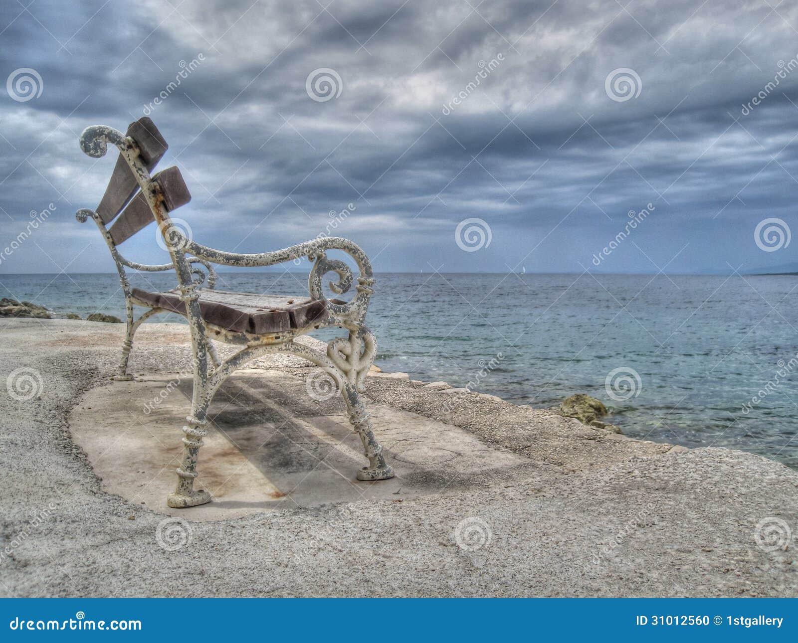 Bench at the sea (5) stock photo. Image of dalmatia, ocean - 31012560