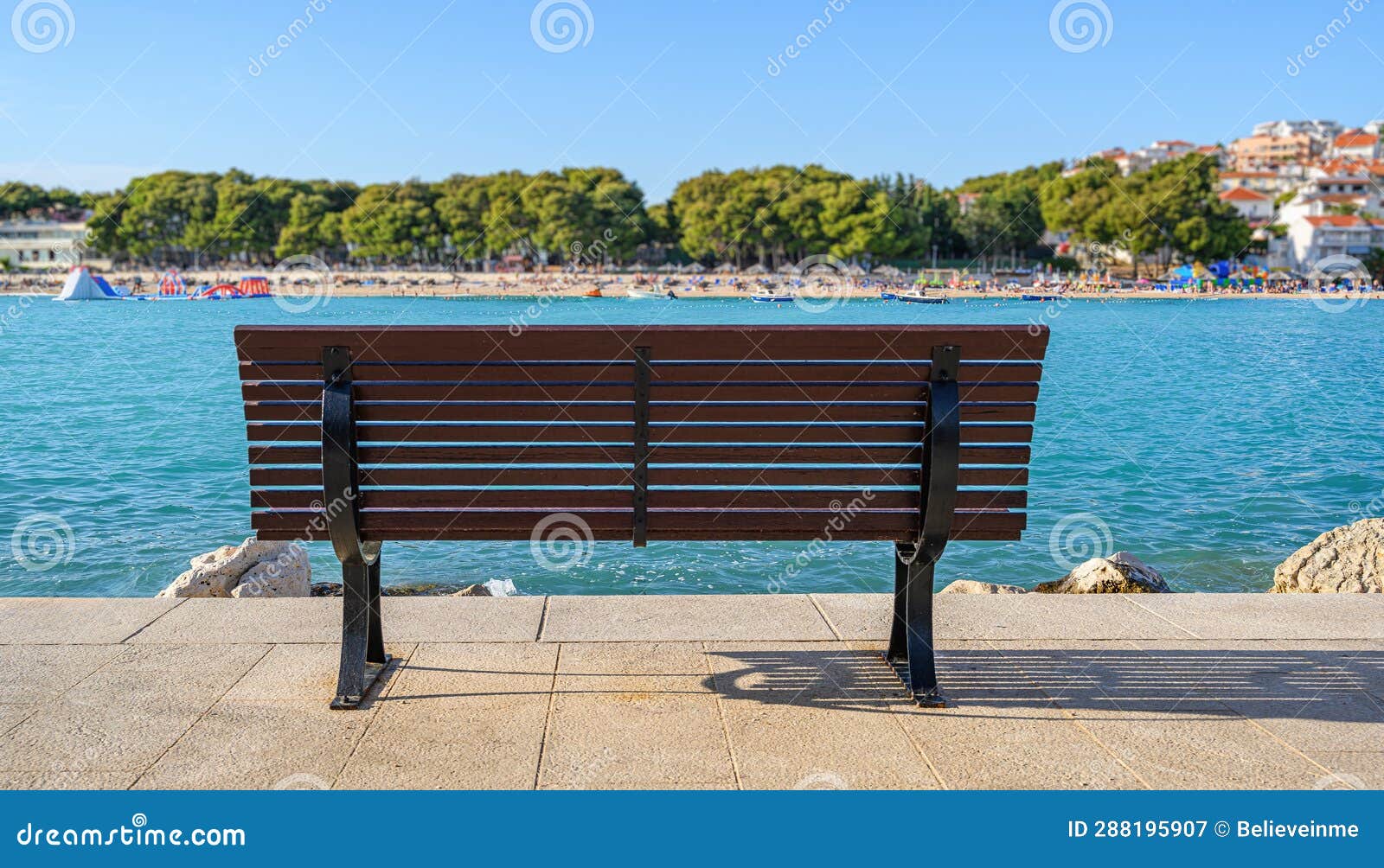 Bench on the seashore. stock image. Image of bench, travel - 288195907