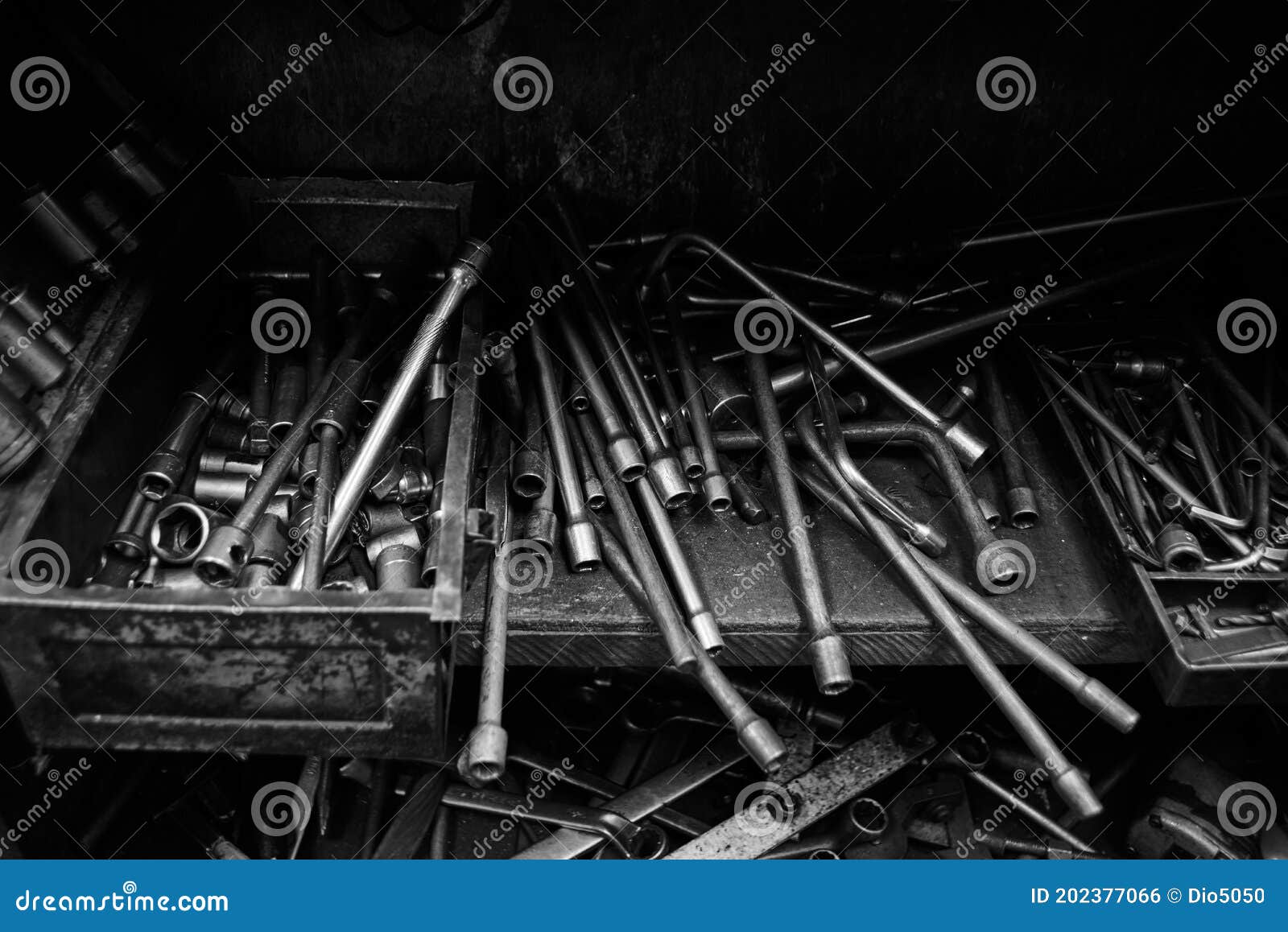 Bench with Set Bad Organized Tools. Stock Photo - Image of dirty ...