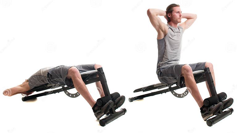 Bench Sit Up stock photo. Image of action, caucasian - 68146344