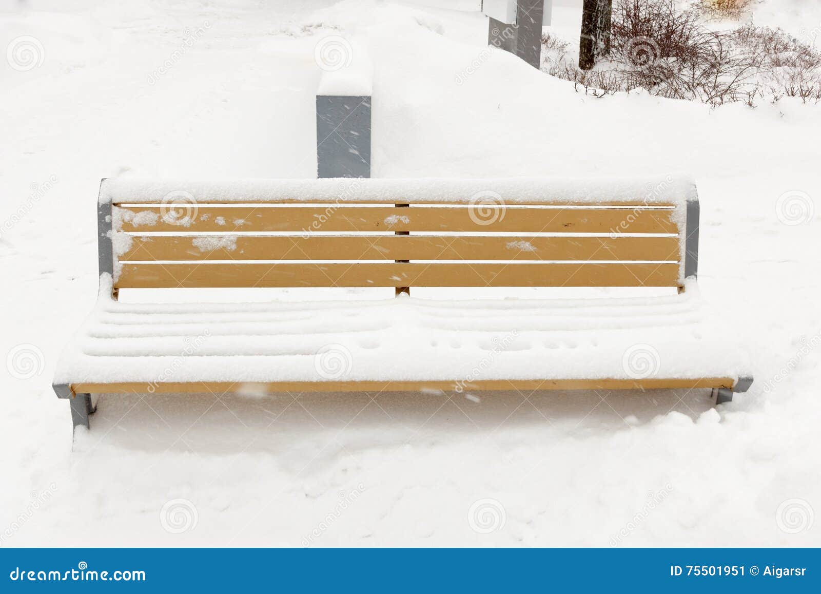 Bench in snow stock image. Image of january, season, beautiful - 75501951