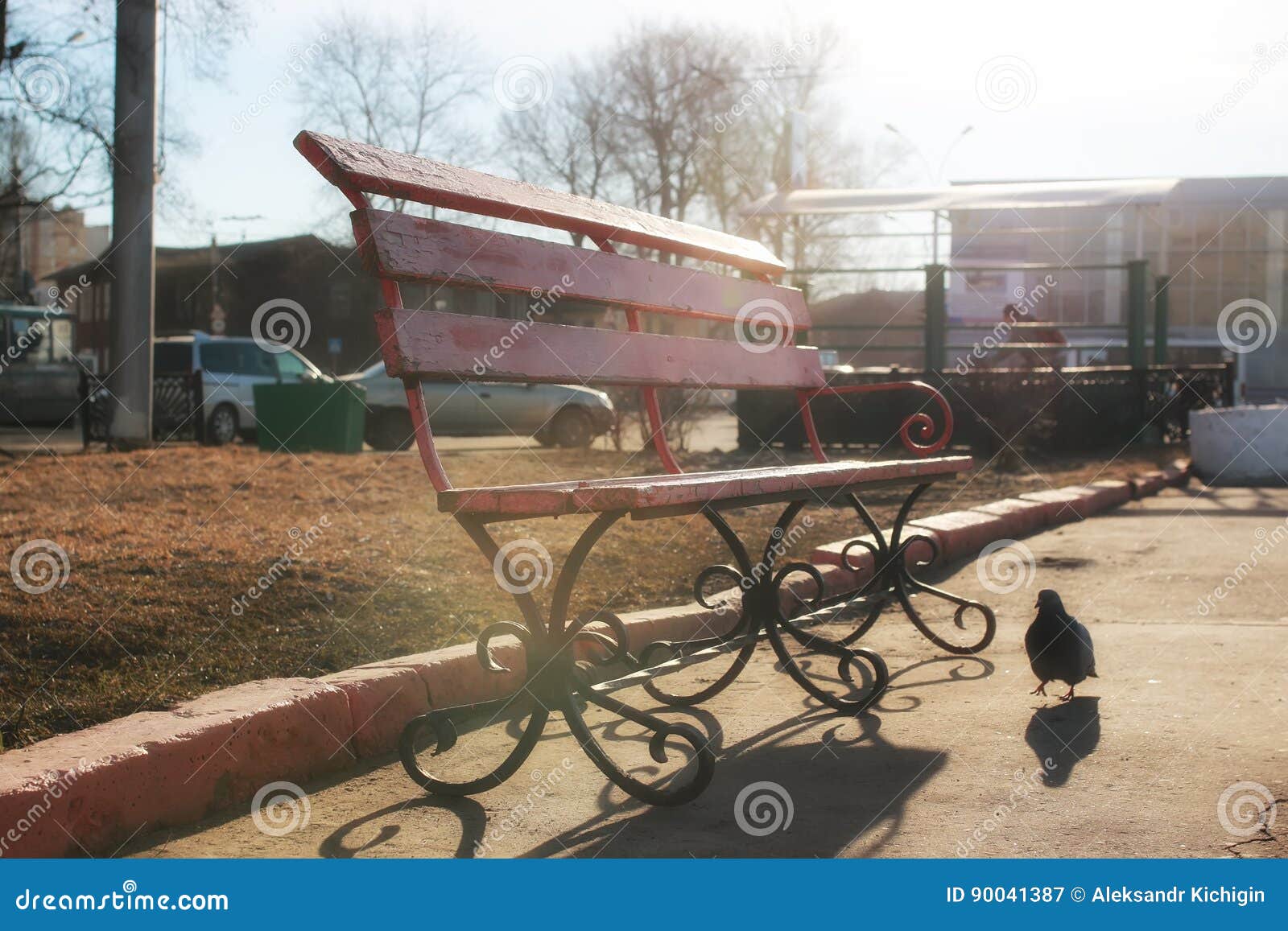 Bench in spring park stock image. Image of quiet, garden - 90041387
