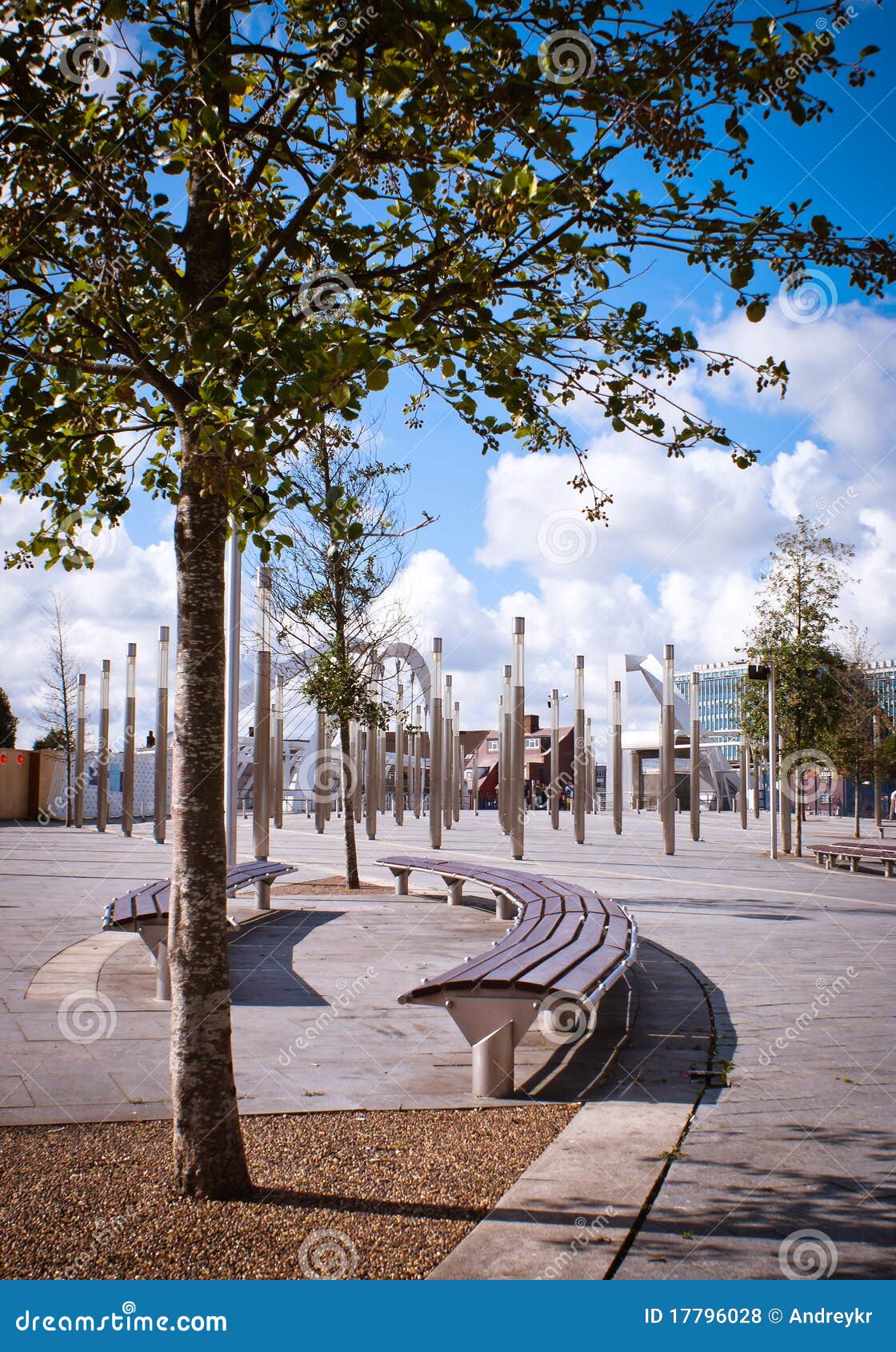 Bench at a square stock photo. Image of city, town, london - 17796028