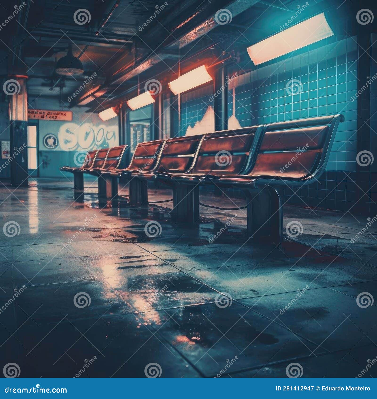 Bench in a Subway Station, Vintage Toned, Retro Style Stock ...