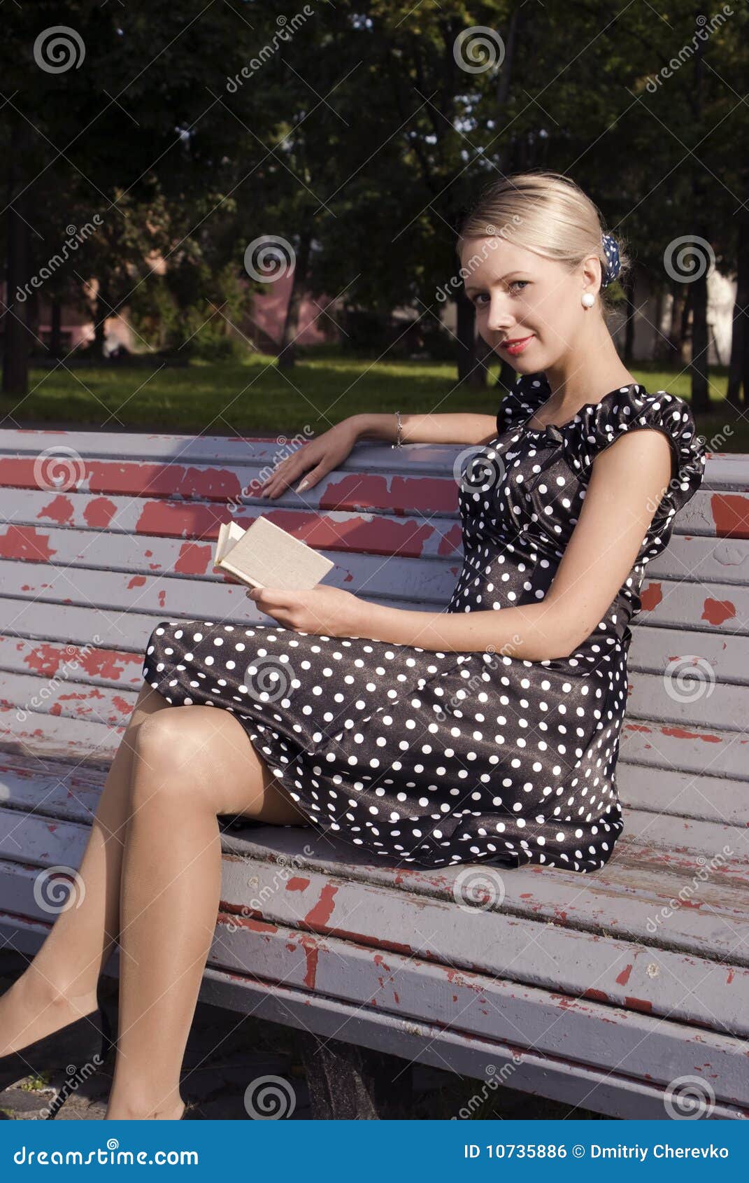 On a Bench in a Summer Garden Stock Photo - Image of attractive ...