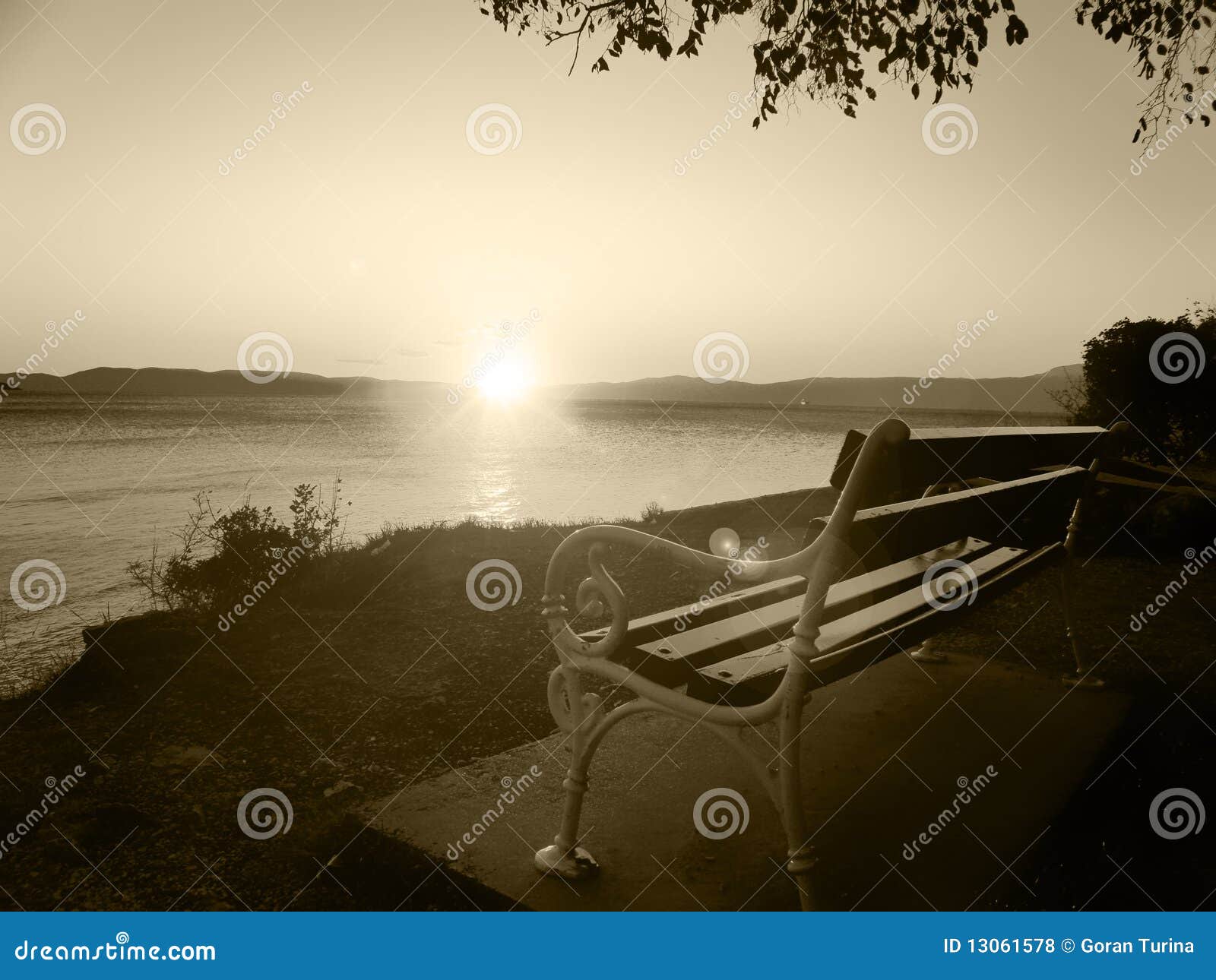 Bench on sunset stock photo. Image of looking, ocean - 13061578