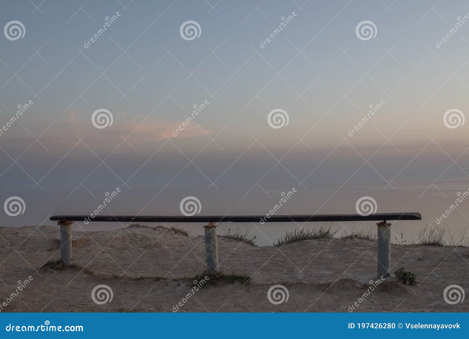Bench and Sunset on a Cliff in the Clouds. a Romantic Place with an ...