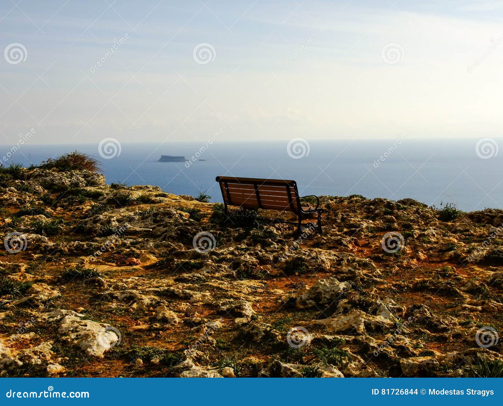 Bench on the Top of the Cliff Stock Photo - Image of destination ...