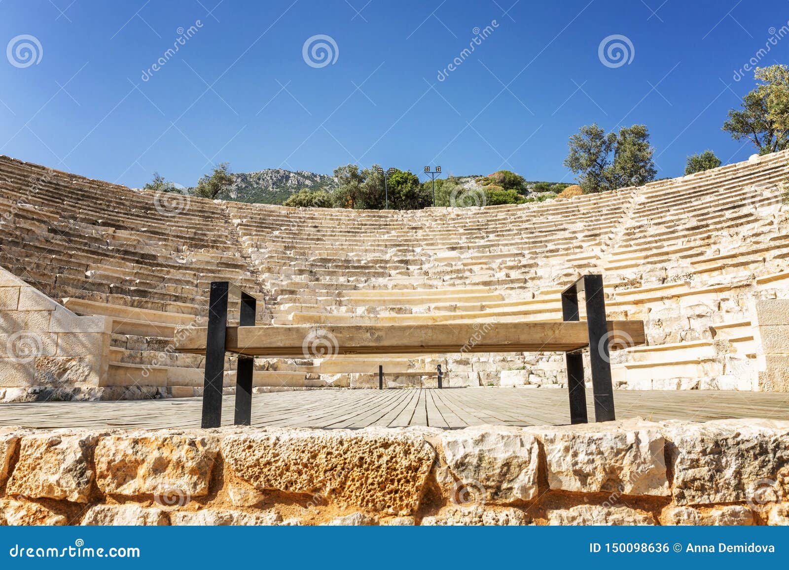 Amphitheater Bench Wooden Geometric Diagonal Lines Pattern Stairs Stock ...