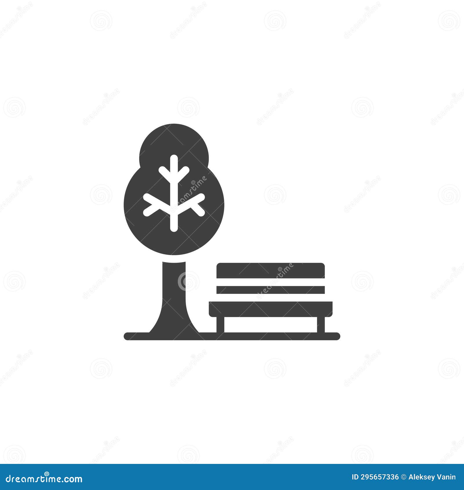 Bench and tree vector icon stock vector. Illustration of wood - 295657336