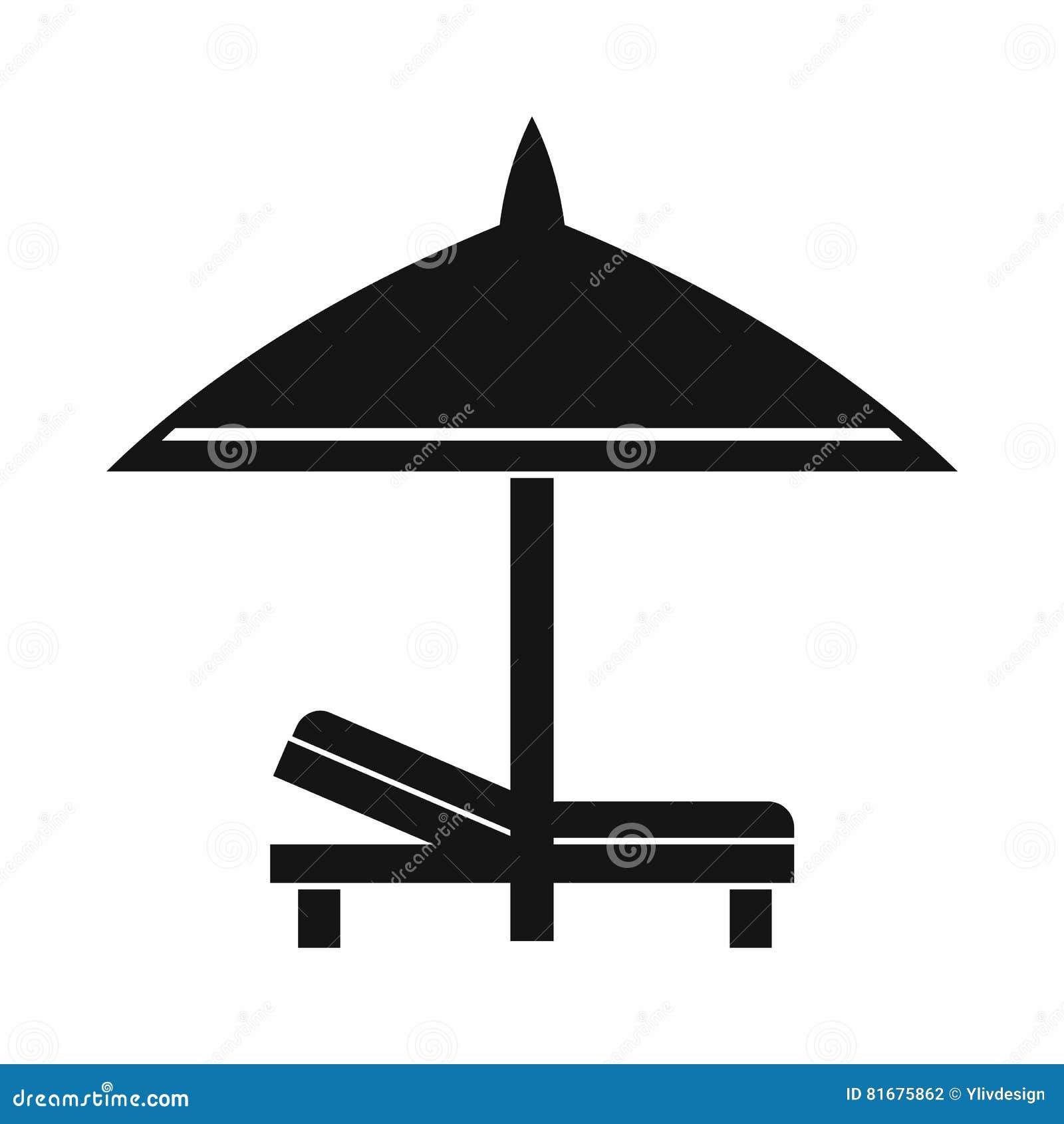 Bench and Umbrella Icon, Simple Style Stock Vector - Illustration of ...