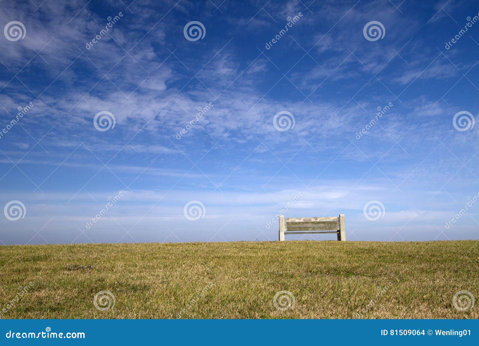 Wooden Bench Under Blue Sky Stock Photo - Image of trip, cloud: 81509064