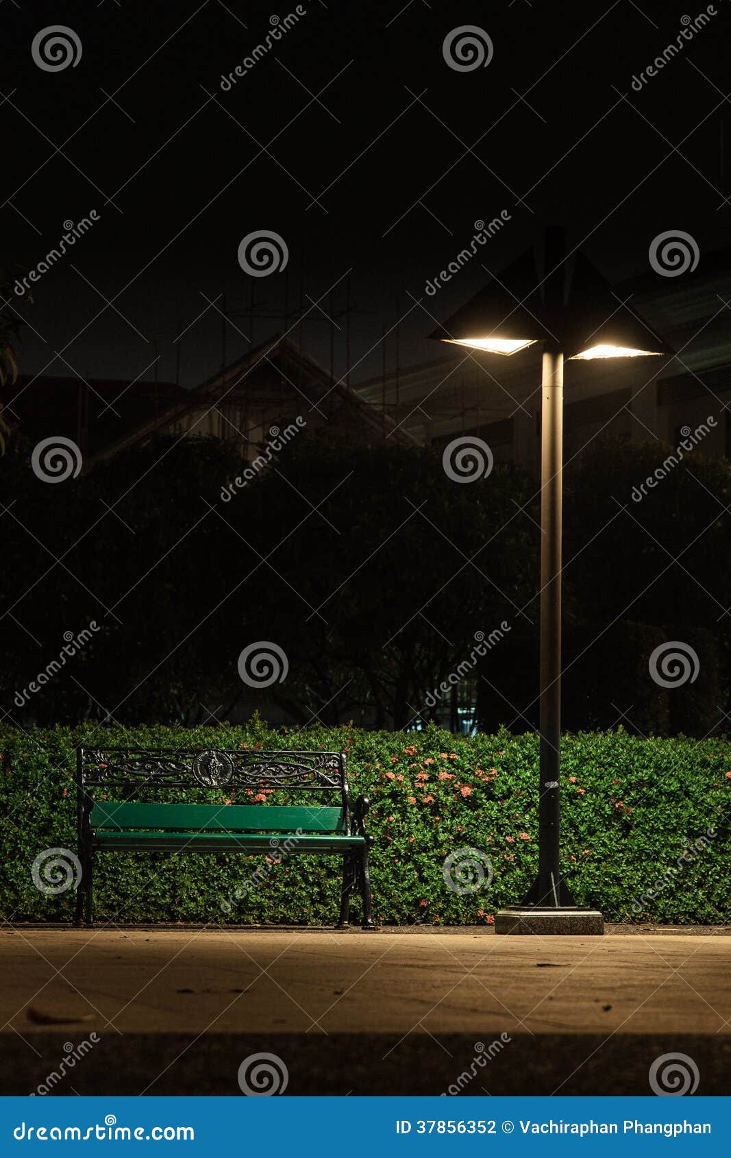 Bench under a lamp stock photo. Image of outdoor, seasonal - 37856352