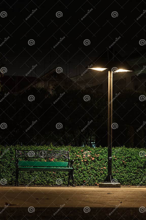 Bench under a lamp stock photo. Image of outdoor, seasonal - 37856352
