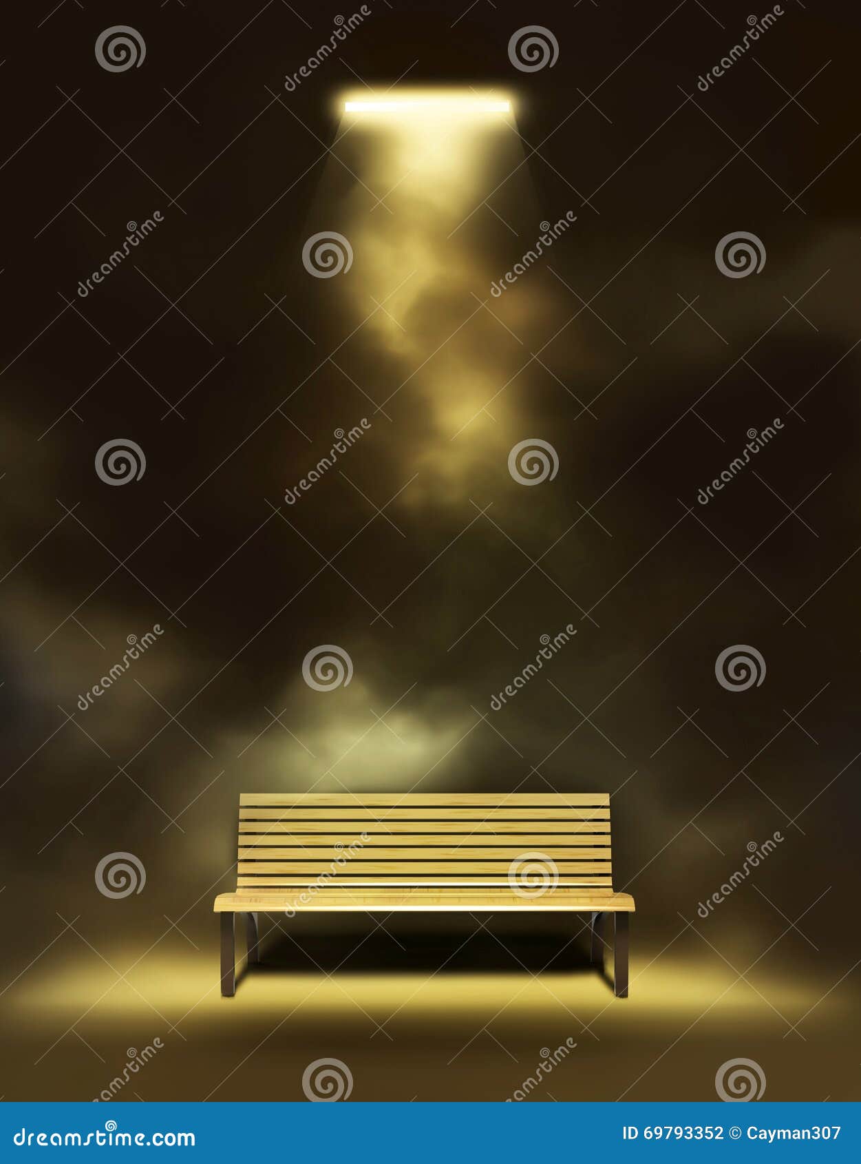 Bench Under the Lantern Front View Stock Illustration - Illustration of ...