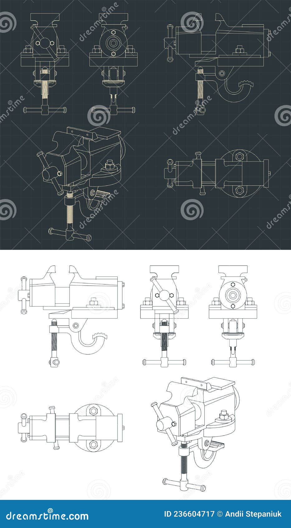 Bench vice blueprints stock vector. Illustration of vise - 236604717