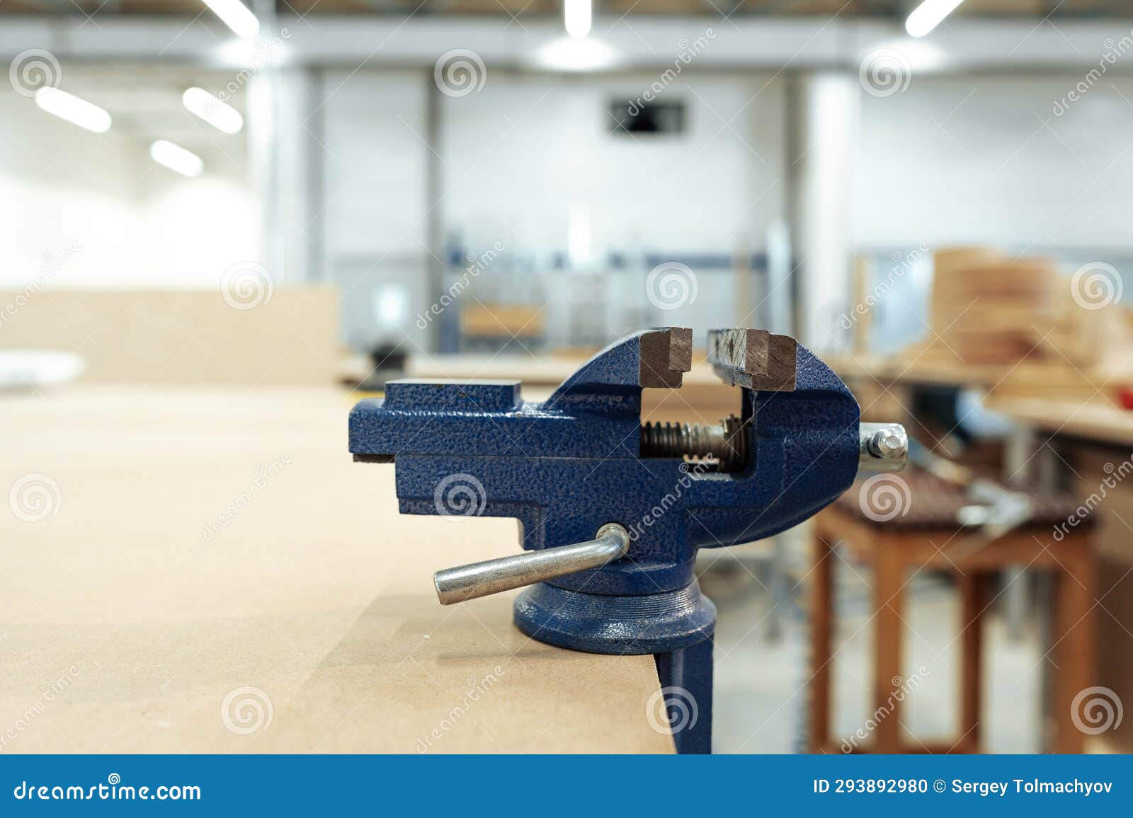 Bench Vice Installed on Table Equipment for Carpentry Work Stock Photo ...