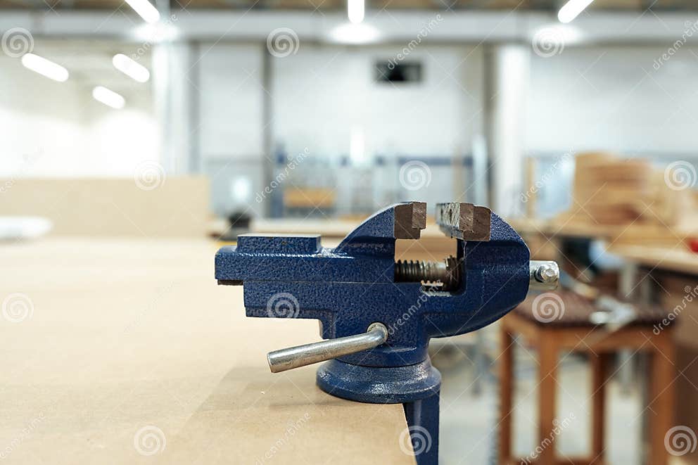 Bench Vice Installed on Table Equipment for Carpentry Work Stock Photo ...