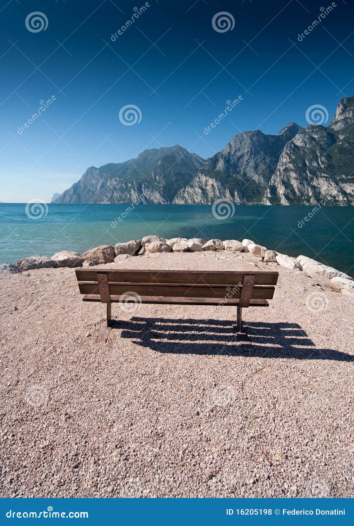 Bench with view stock photo. Image of lago, italy, beach - 16205198