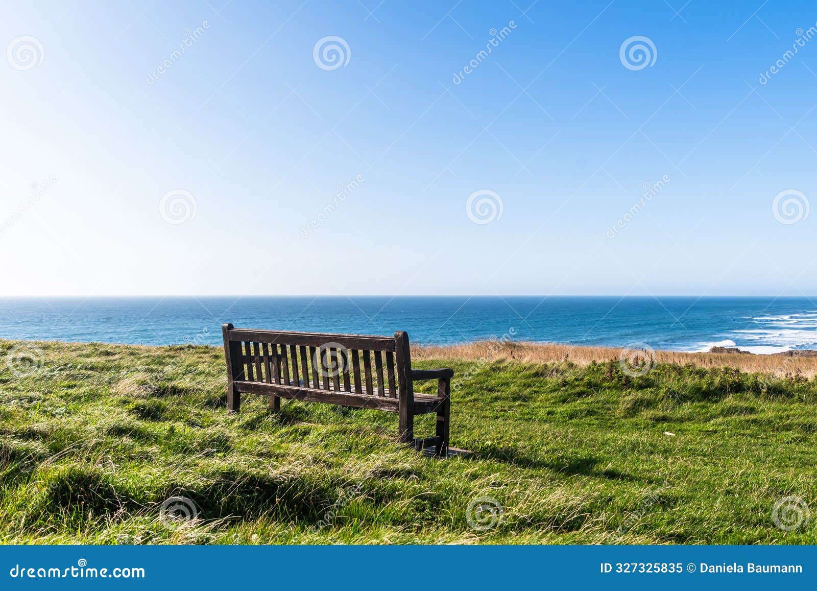 Bench with View of the Cliffs on the North Cornish Coast Near Bude ...