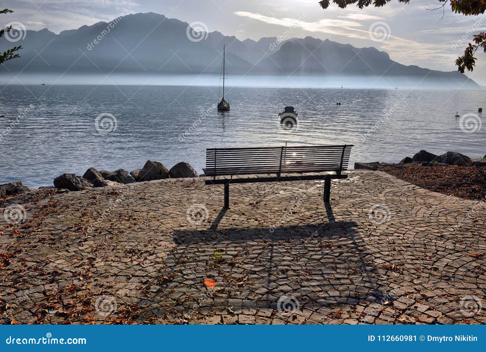 Bench on the waterfront stock image. Image of holiday - 112660981
