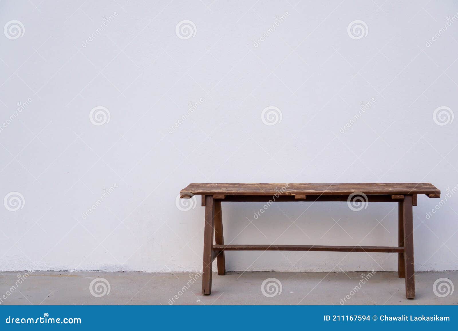 Bench with a White Plaster Backdrop Stock Photo - Image of abstract ...