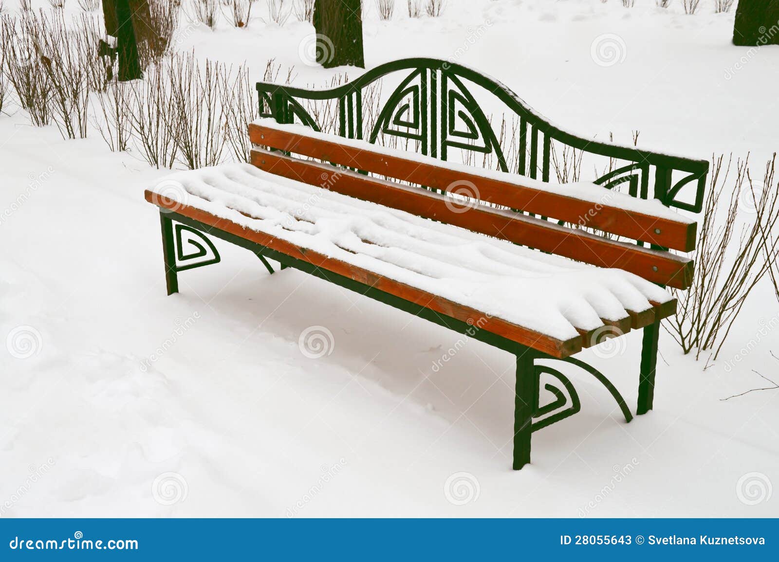Bench in winter park stock image. Image of lonely, white - 28055643