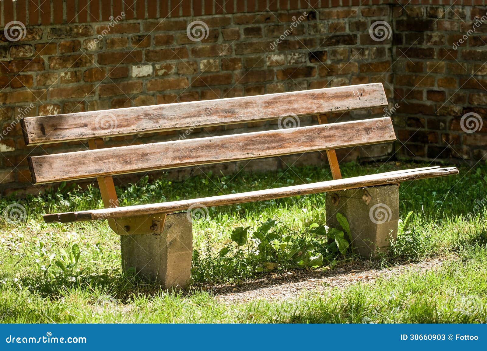 Bench stock image. Image of sunlight, gray, lawn, horizontal - 30660903
