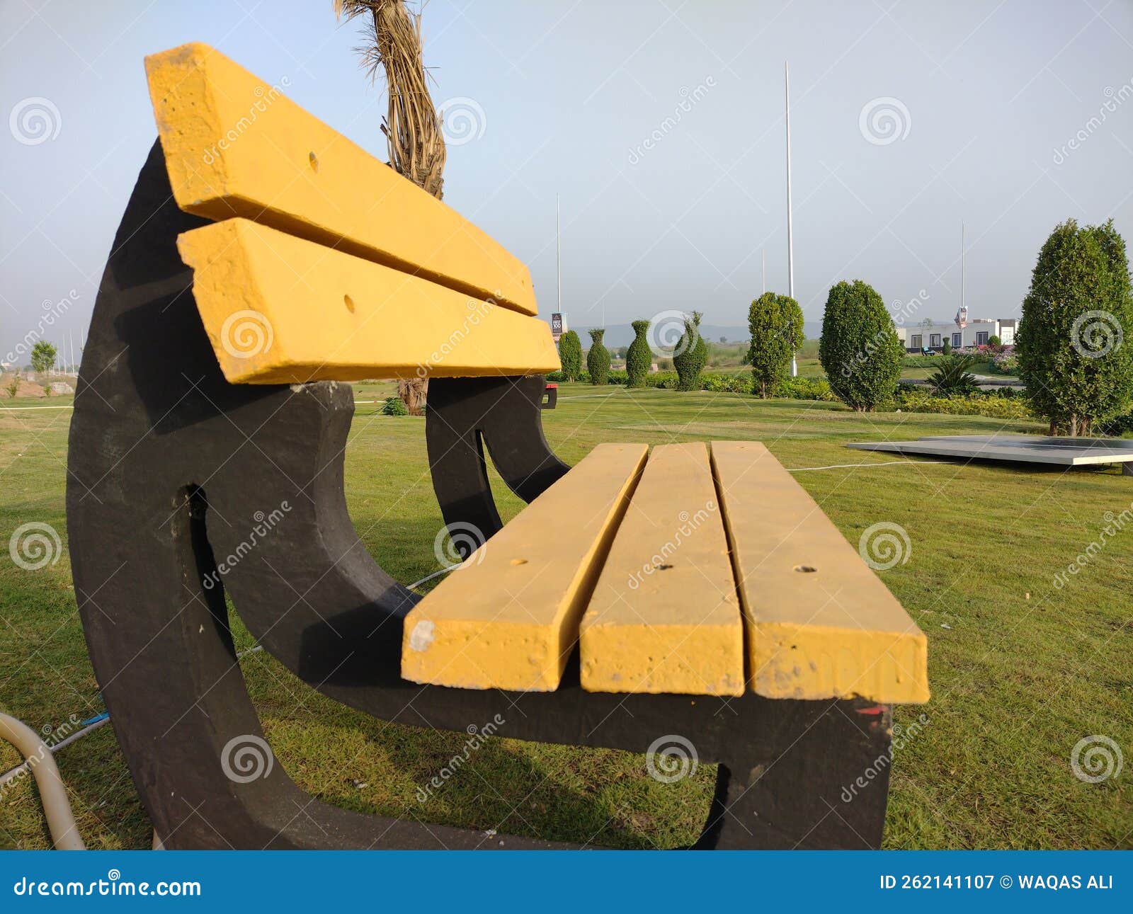 Bench yellow garden stock image. Image of people, bench - 262141107