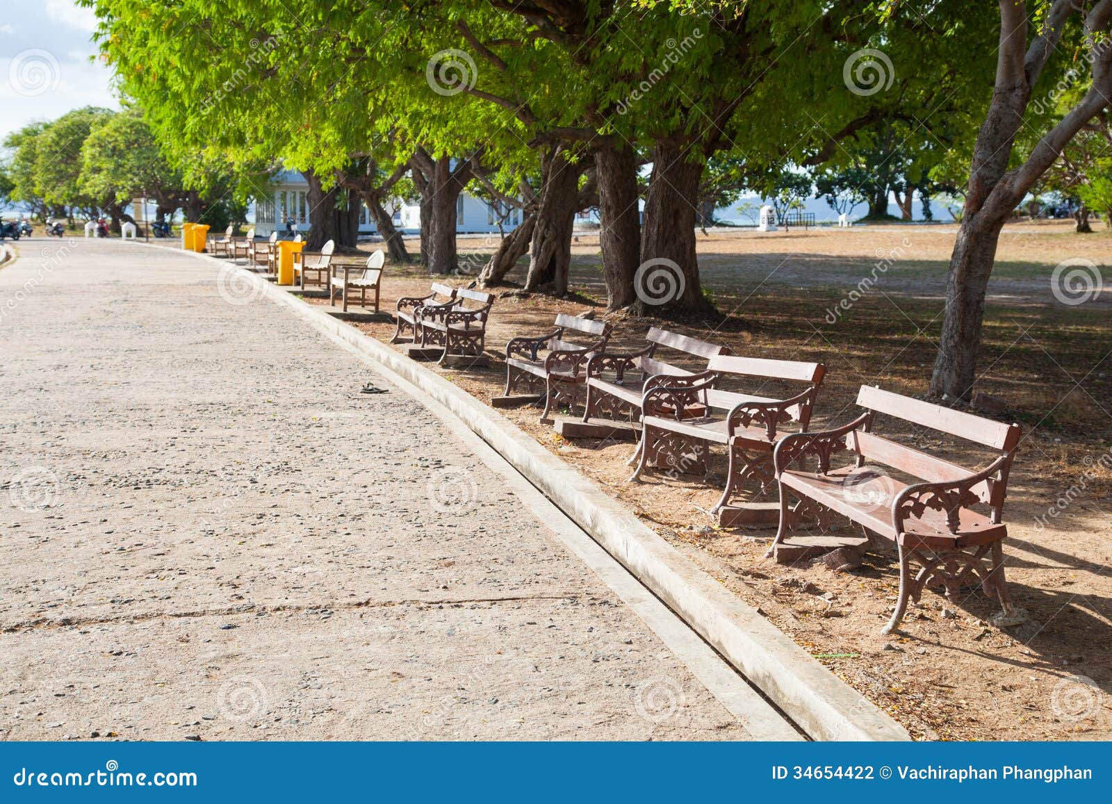 Benches along the path. stock photo. Image of footpath - 34654422