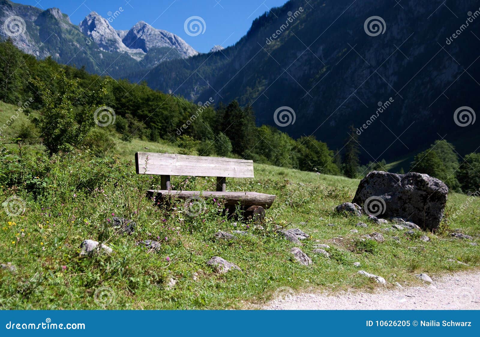 Benches in the Bavarian Alps Stock Image - Image of bench, scenery ...