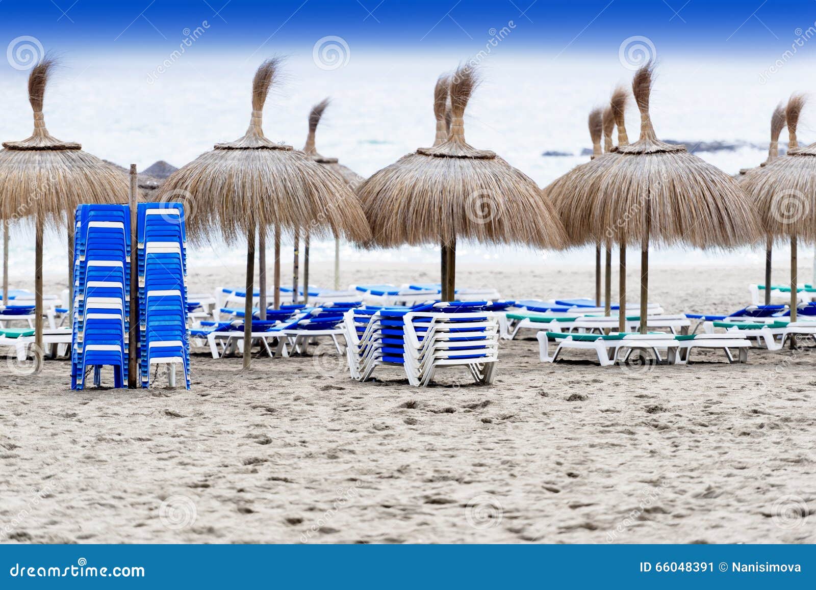 Benches at beach stock image. Image of resting, shezlong - 66048391