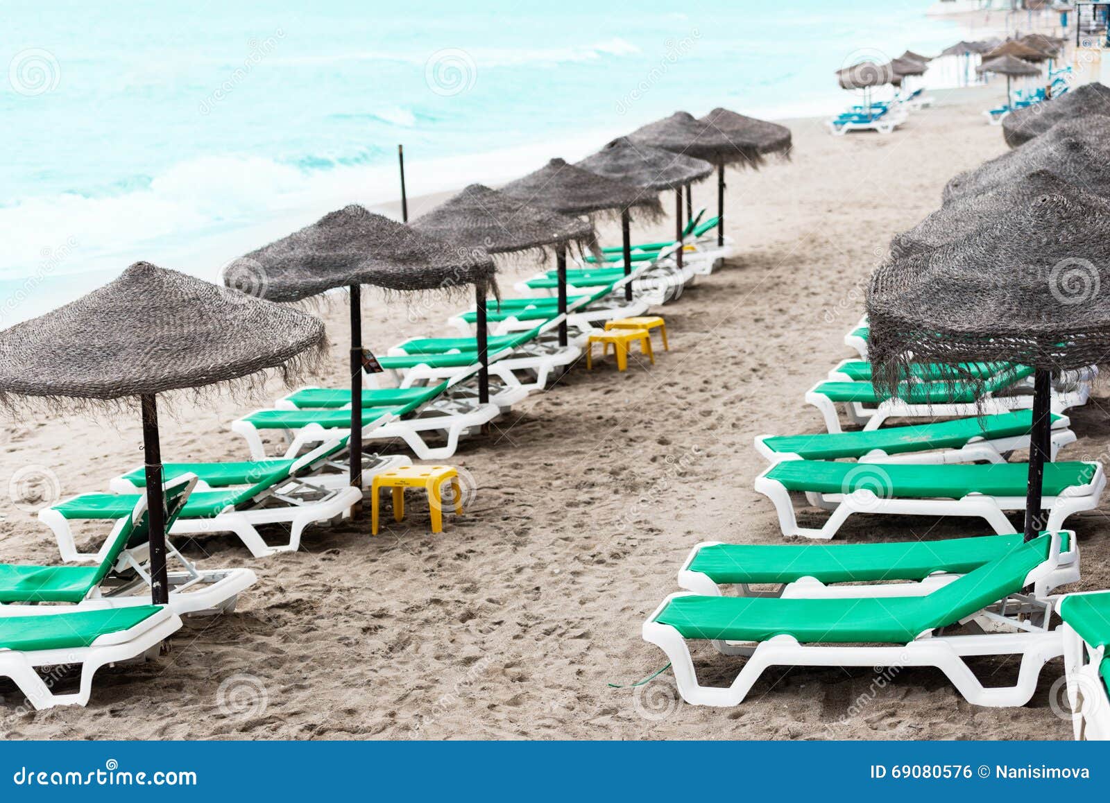 Benches at beach stock photo. Image of summer, resting - 69080576
