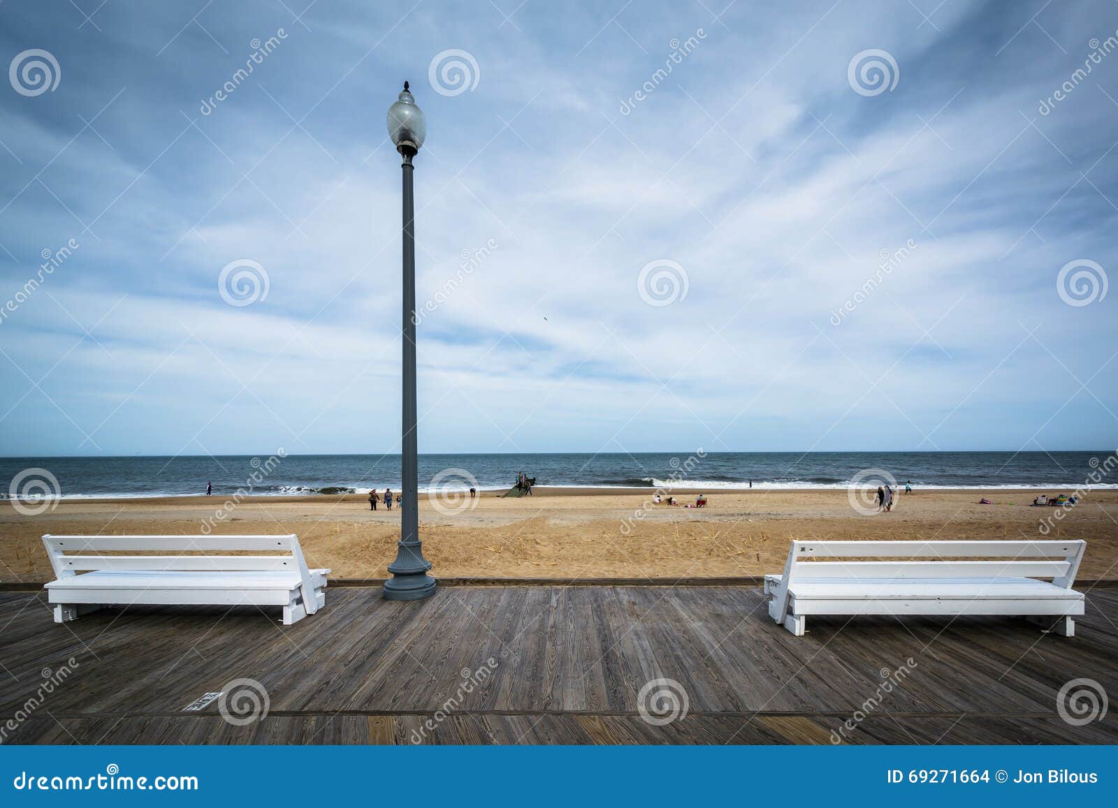 Benches on the Boardwalk in Rehoboth Beach, Delaware. Stock Photo ...