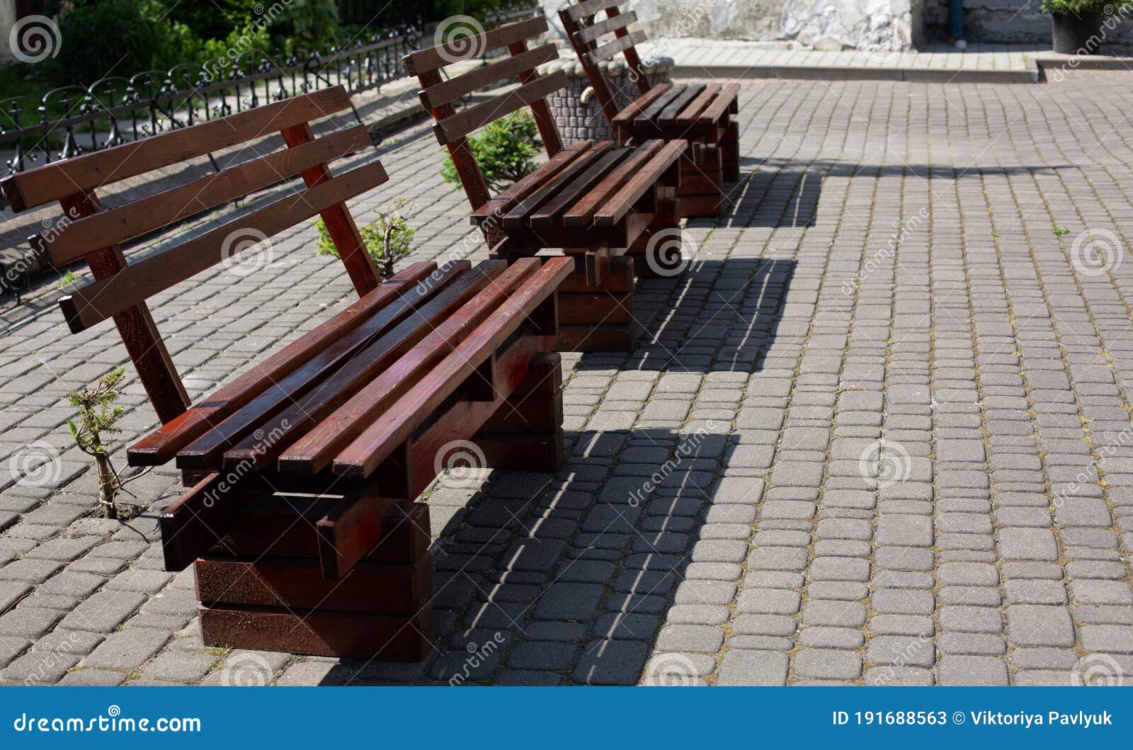 Benches on a City Square in Lviv Stock Image - Image of center ...