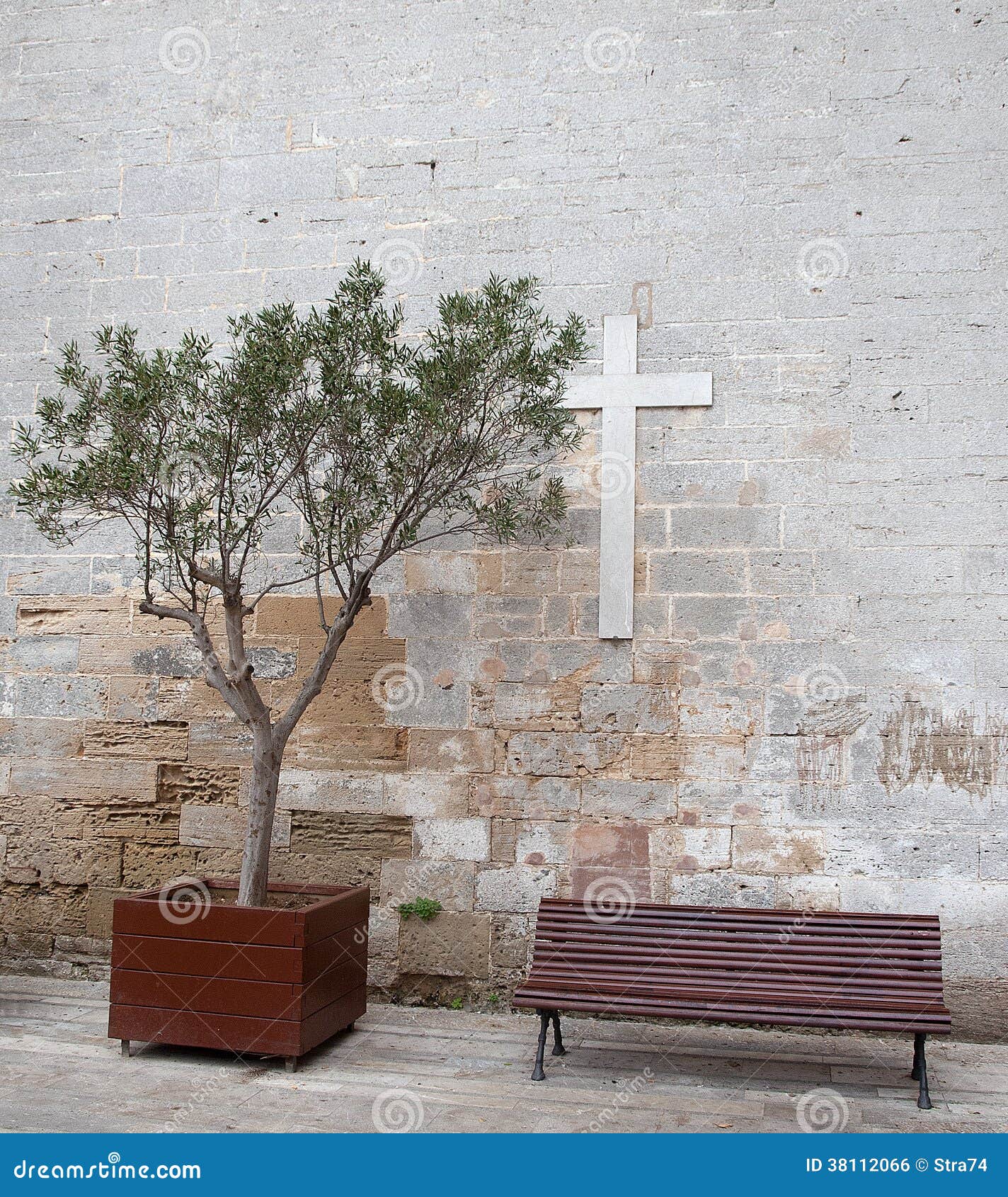 Benches in front of church stock photo. Image of background - 38112066